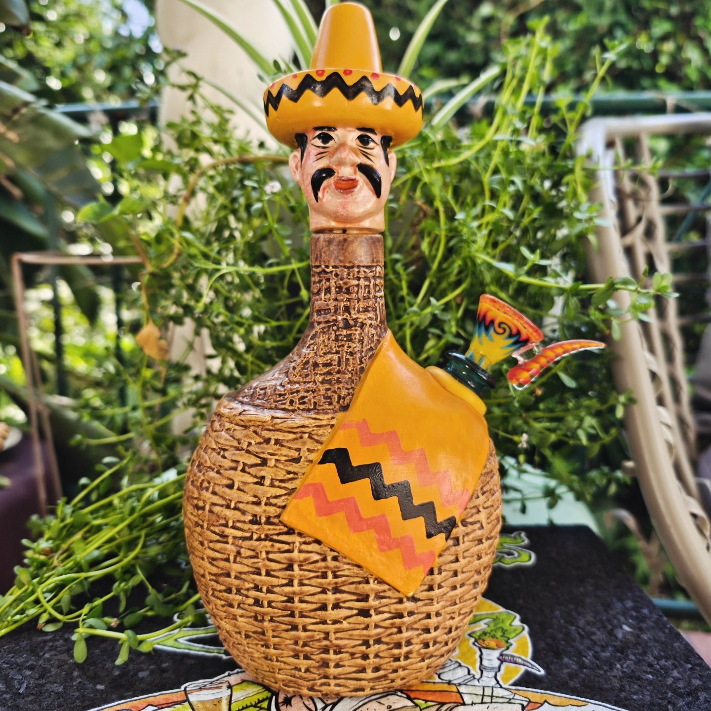 1970s mexican man decanter bong with fully worked slide – retro smoko